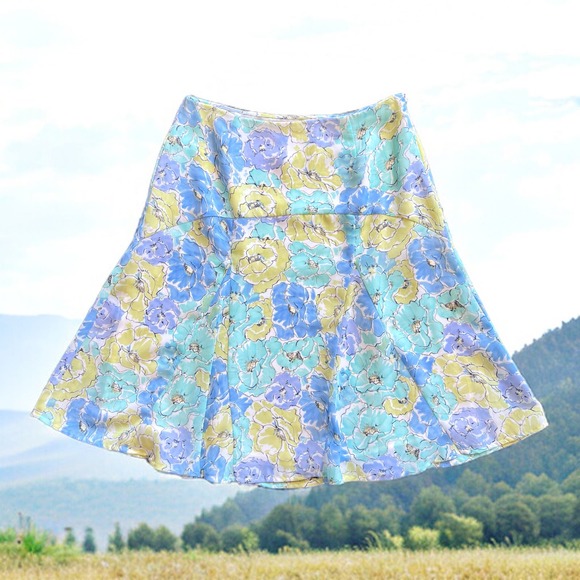 Rena Rowan | Skirts | Vintage Rena Rowan Petite Blue Floral Skirt ...